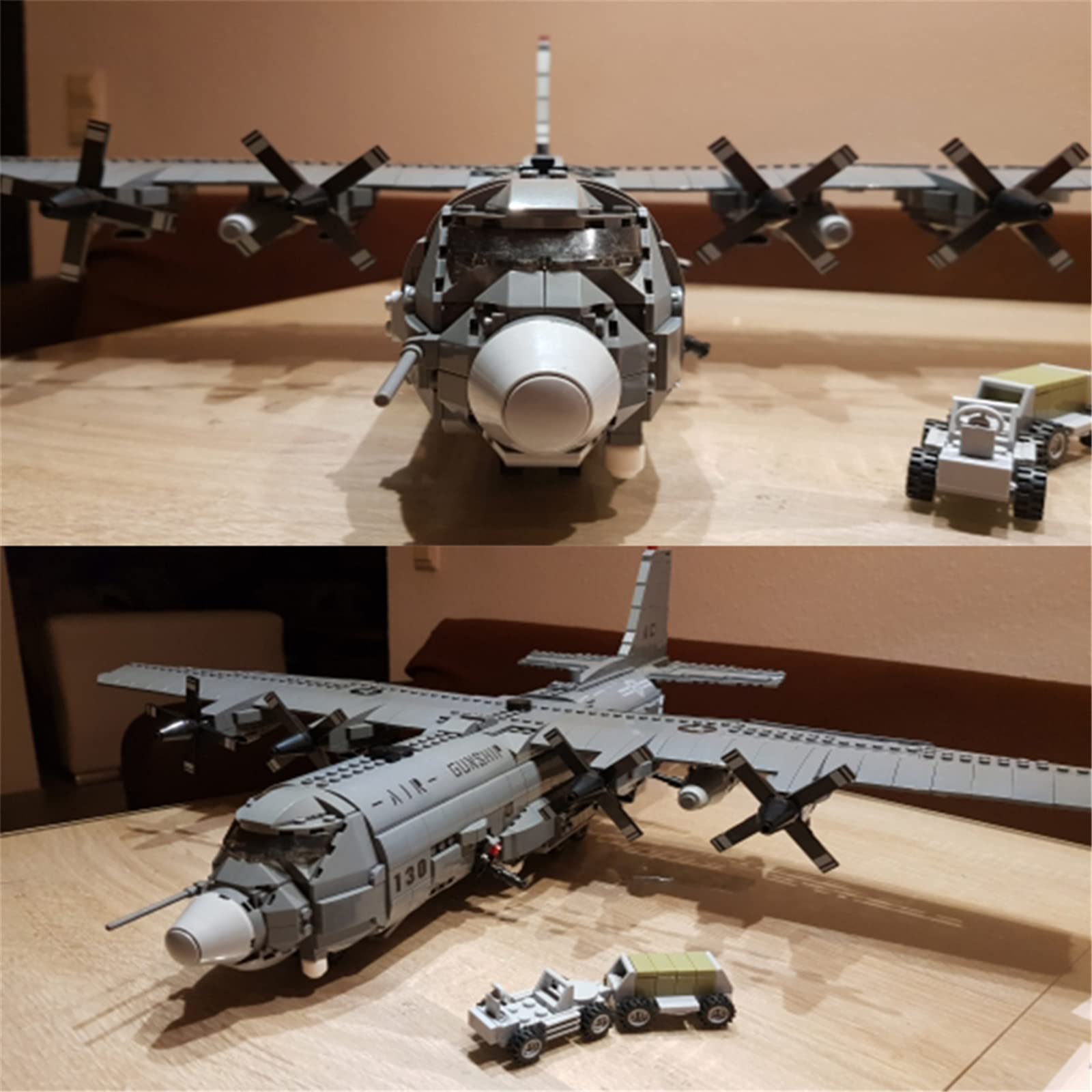 MEOA Military Army Building Sets for Boys 1713pcs The AC130 Aerial Gunboat Set Building Blocks Bricks WW2 Toys Classic Model Plane Kits Educational Learning Toys Boy Gifts