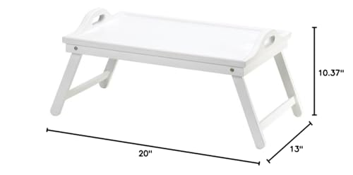 Breakfast in Bed Tray, Serving Tray with Legs, Modern White Folding Bed Tray