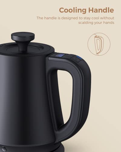 Electric Gooseneck Kettle with Variable Temperature Control,Tea Kettle & Pour Over Coffee Kettle,100% Stainless Steel Inner Lid & Bottom,Quick Heating, Auto Shutoff Anti-dry Protection,1000W-1 L