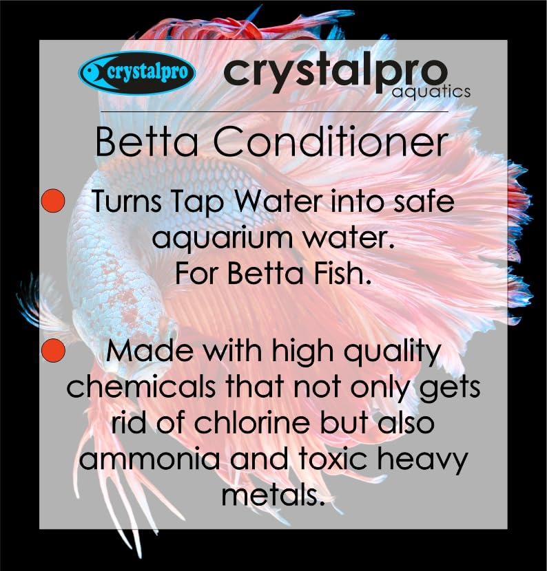 Crystalpro Betta Water Conditioner 4.22 Oz - Treats 660 Gallons - Additional Minerals Neutralizes Chlorine Concentrated Aquarium Water Conditioner for Betta Fish Tank Ideal for Betta Fish Care