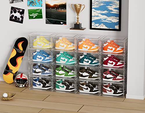 HOMIDEC Shoe Storage, 6 Pack Shoe Organizer, Shoe Boxes Clear Plastic Stackable, Closet Organizers and Storage for Display Sneakers, Heels, Purse, Collectibles, Makeup