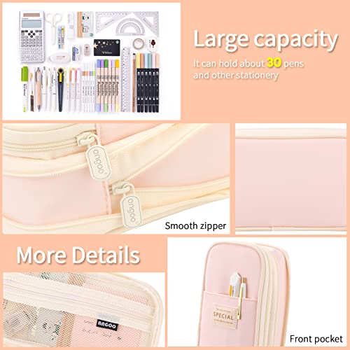 EASTHILL Big Capacity Pencil Case Large Pencil Pouch Stationery Pen Bag for Teen Girls-Pink
