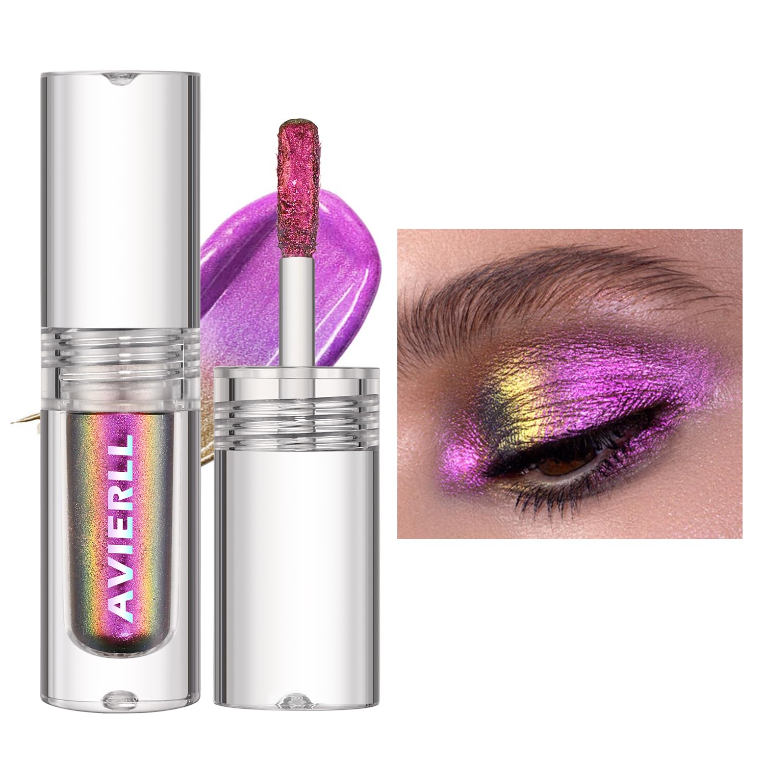 AVIERLL Chameleon Eye shadow Diamond Glitter Liquid Eye shadow Stick Highly pigmented metallic Eye shadow Sparkling gradient Color Long-lasting Makeup all day long (Chameleon Eyeshadow #02)