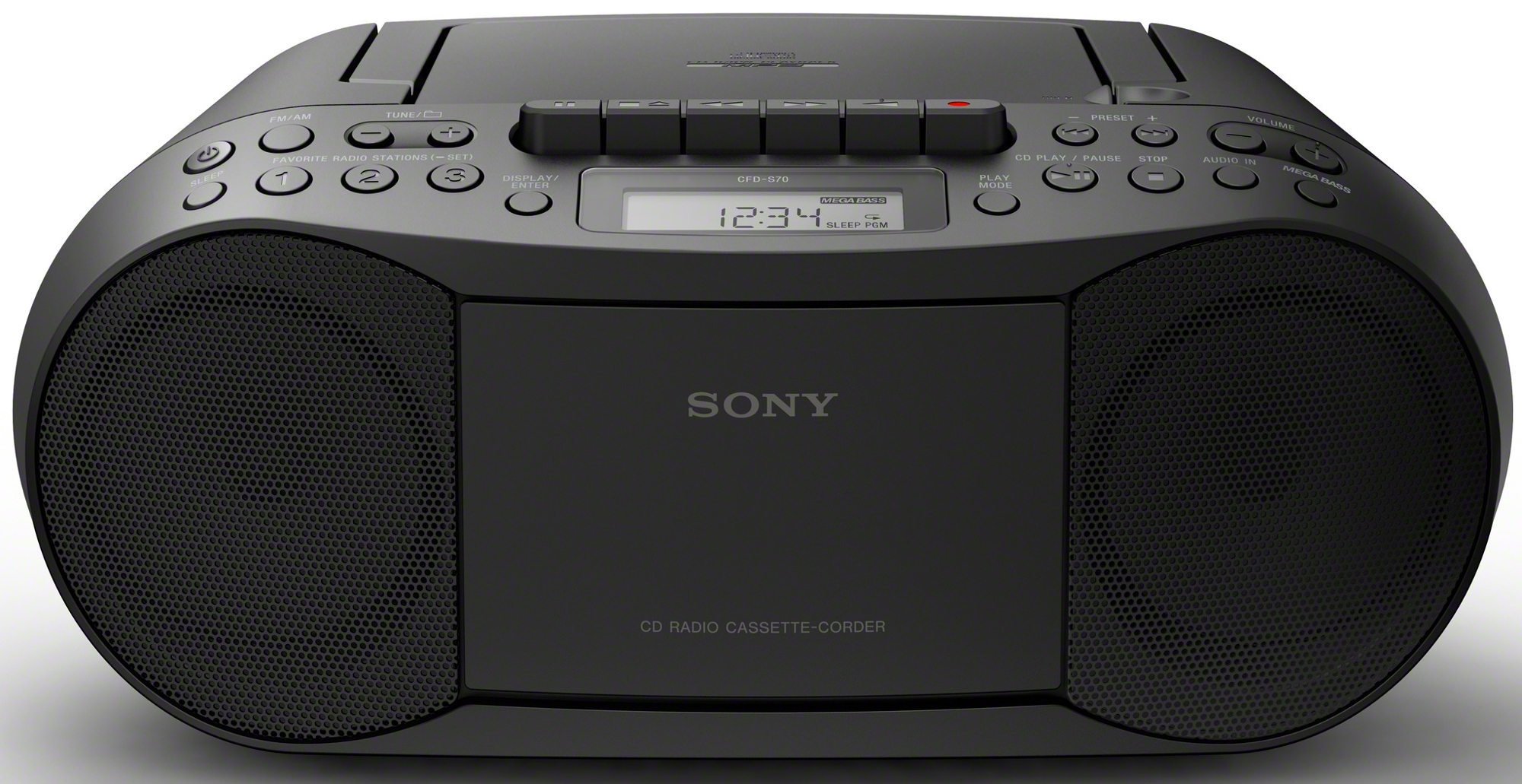 Sony Portable Full Range Stereo Boombox Sound System with MP3 CD Player, AM/FM Radio, 30 Presets, Headphone and AUX Jack - Bonus DB Sonic CD Head Cleaner
