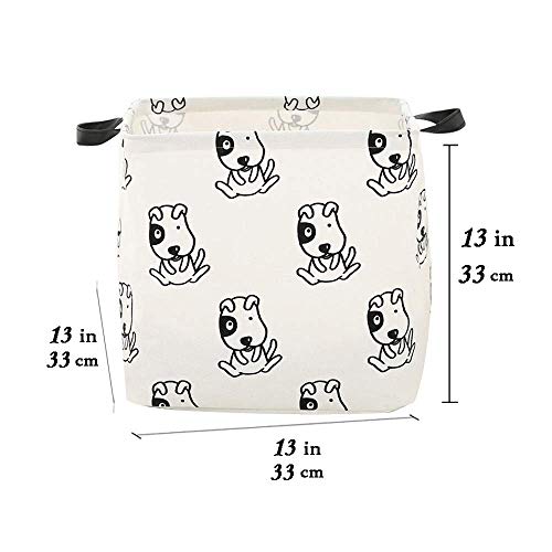 BESIYIN 13" Square Canvas Toy Storage Bins Basket with Handle Collapsible Toy Organizer for Nursery Storage, Kid's Toy & Laundry, Gift Baskets,Pack of 2 (Puppy)