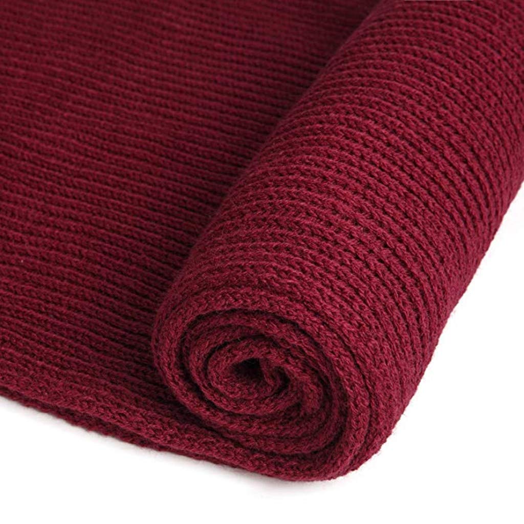 EONPOW Warm Autumn and Winter Scarf, Unisex Pure Color Winter Neck Warm Knitting Yarn Scarf