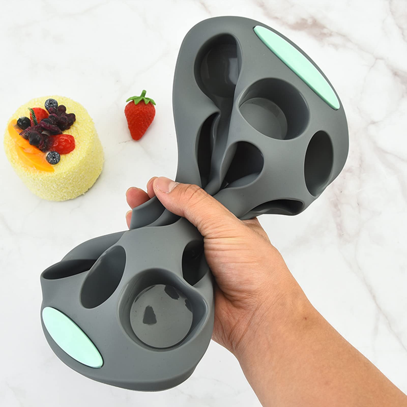 BesoAbrazo Silicone Muffin Pan 12 Cups Mini Size, Non-stick and Easy Pop Out Muffin Tin, Good Grip Perfect Result Cupcake Baking Tray, Egg Tart Bite Mini Pie Molds, Dark Grey