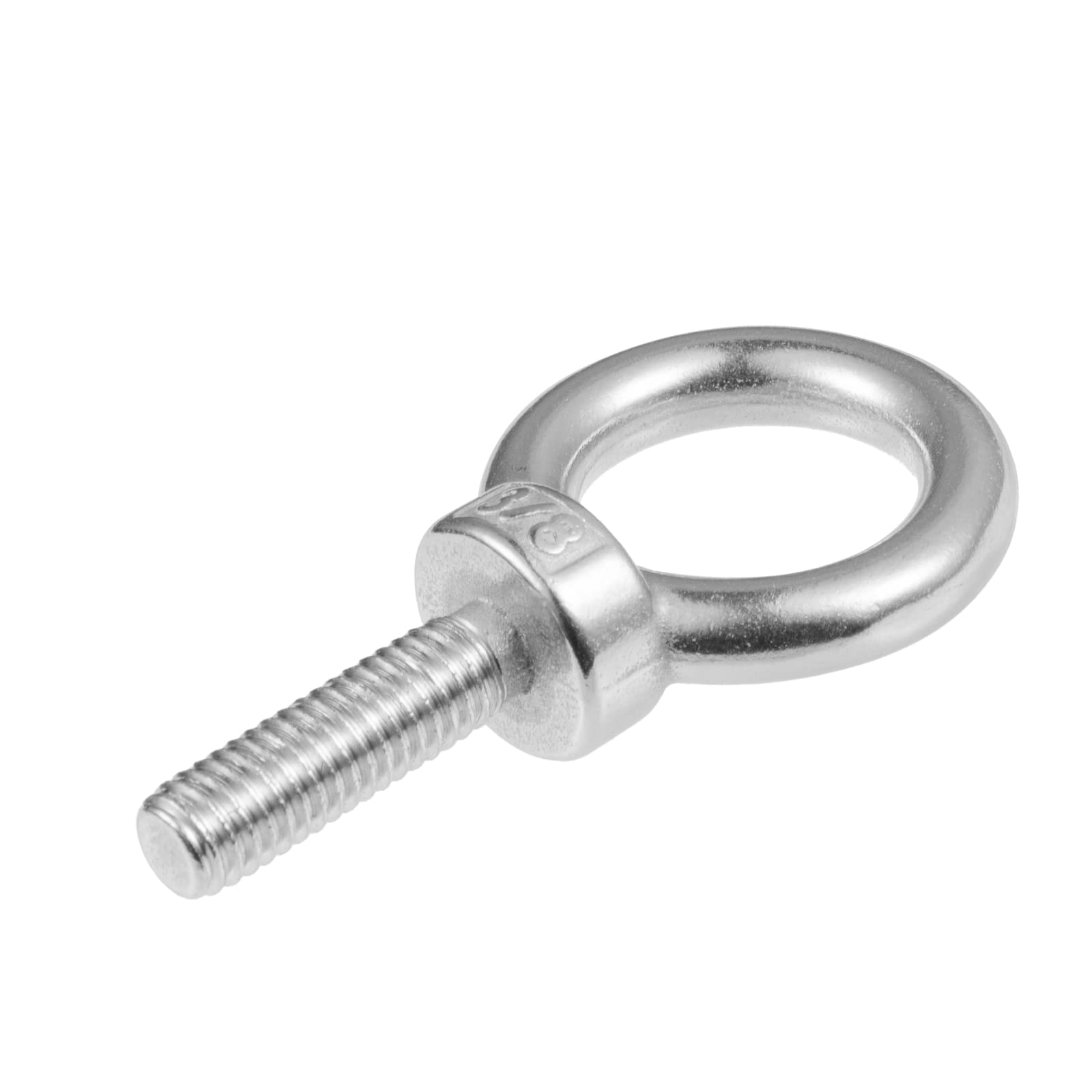 Eowpower 4 Pieces 3/8 inch - 16 UNC 304 Stainless Steel 3/8 inch x 1 1/4 inches Lifting Ring Eye Bolt Eyebolts