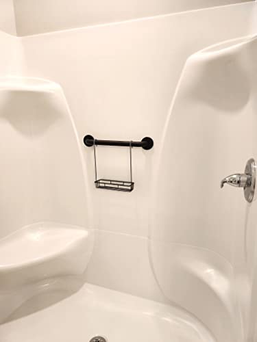 CSI Bathware Large Matte Black Universal Wire Accessory Tray for 1.25" OD Grab Bar