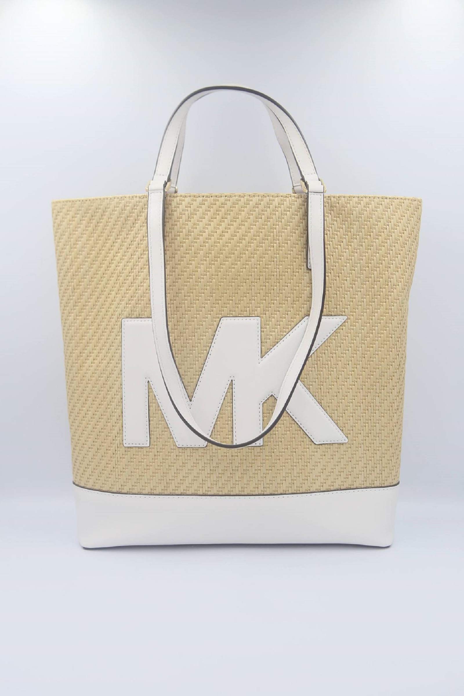 MICHAEL Michael Kors Straw Python Capsule Kelli Large Dbl NS Tote Optic White