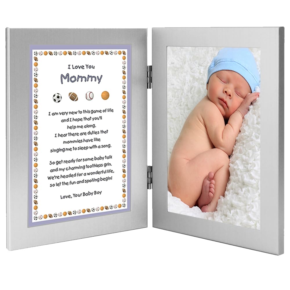 New Mom Gift from Son, Mommy Poem From Baby Boy for Birthday or Mother's Day, Add 4x6 Inch Photo to Double Frame