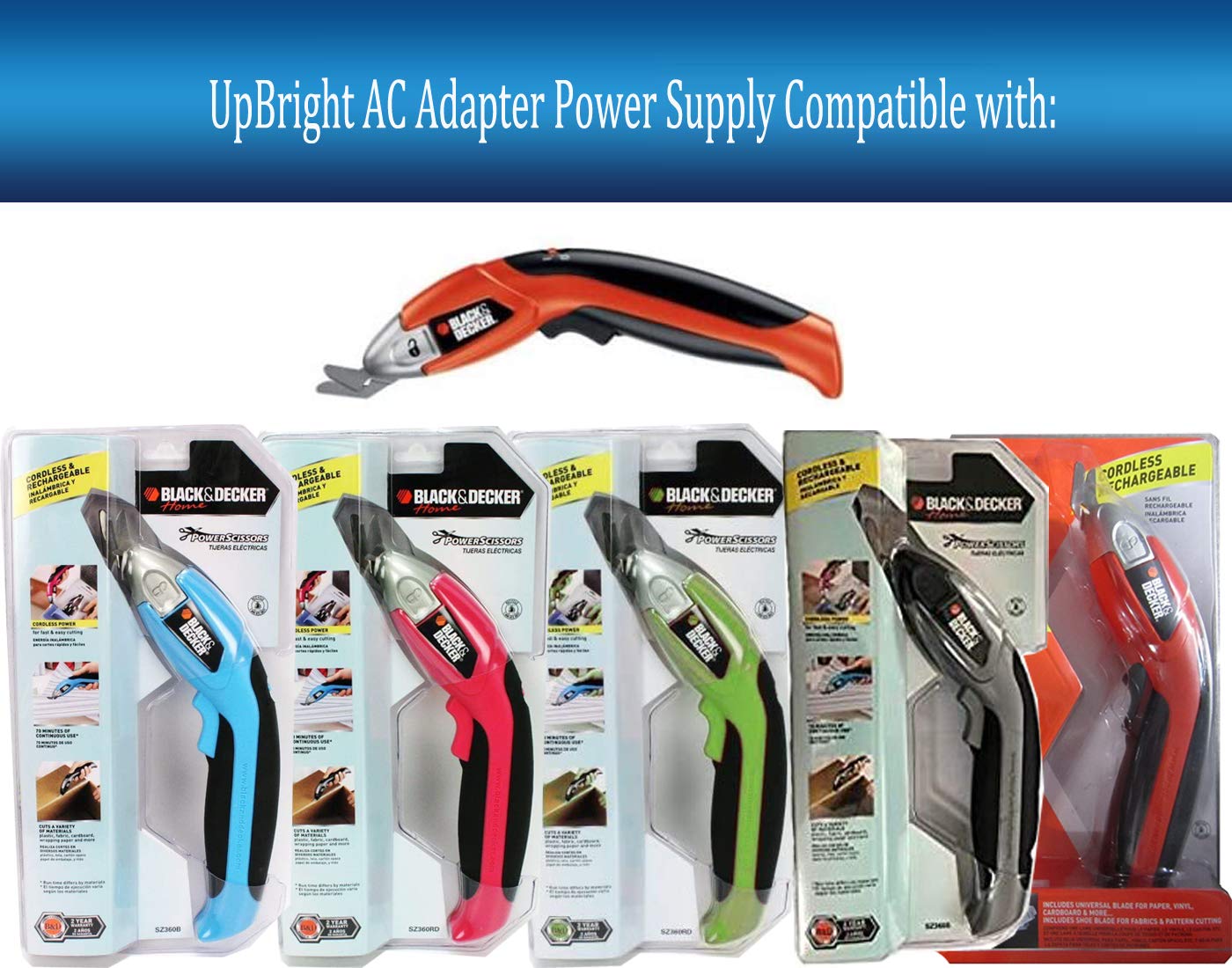 UpBright 5.6V AC/DC Adapter Compatible with Black & Decker SZ360 3.6V DC 3.6 Volts Cordless Rechargeable Power Scissors elec SZ360RD SZ360B SZ360T SZ360OR SZ360S UD-0501C 5406-08-001 B&D 5.3V Charger