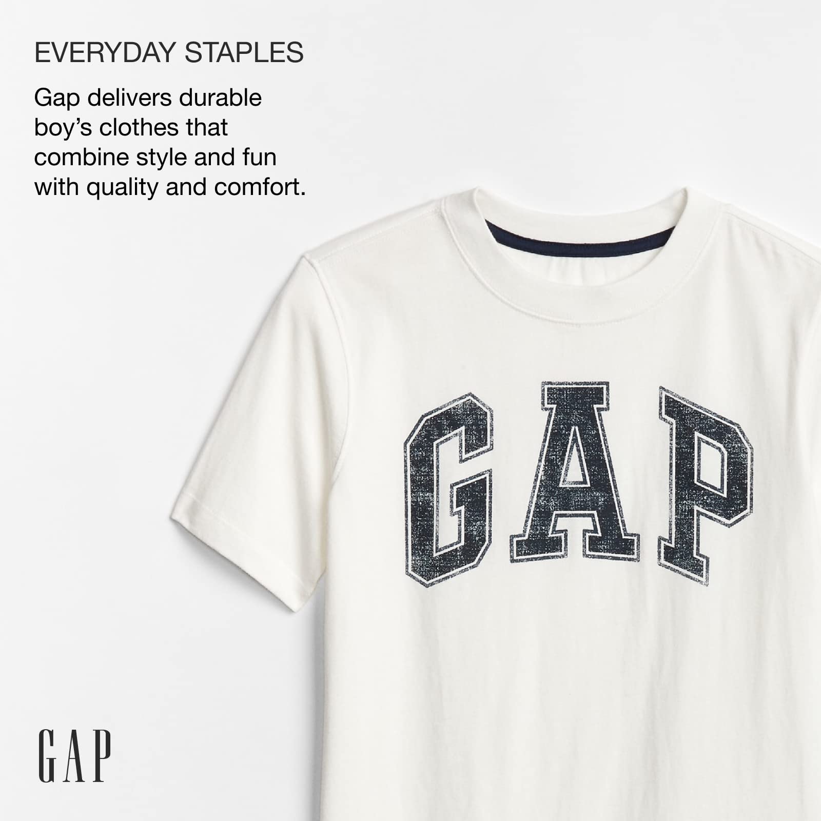 GAP Baby Boys Short Sleeve Logo T-Shirt T Shirt, Navy Heather, Large US