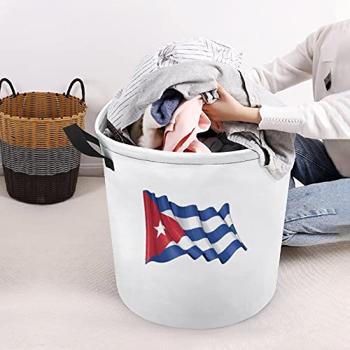Cuba Flag Large Laundry Basket Hamper Bag Washing with Handles for College Dorm Portable