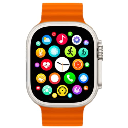 HCHLQL Smart Watch for Android iOS Compatible iPhone Samsung, 1.75'' Touchscreen Fitness Tracker Bluetooth Smartwatch with Call/SMS/Heart Rate/Pedometer for Men Women Kids (Orange)