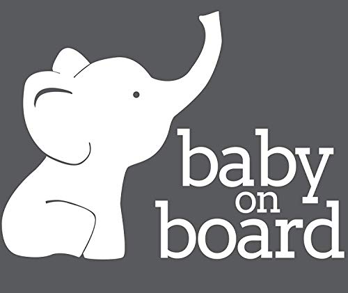 Baby On Board Elephant Decal Vinyl Sticker Auto Car Truck Wall Laptop 5.5" Wide - Black Color