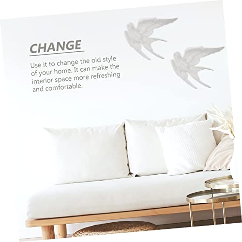 Metal White Sparrow Wall Decor: Large Flying Bird Wall Art Swallow Wall Mount Hanging Figurine 3D Aninal Sculptures for Garden Home Bedroom Living Room