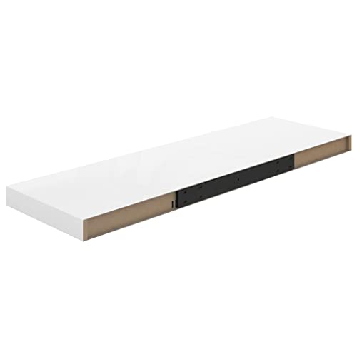 CKioict Floating Wall Shelves 2 pcs High Gloss White 31.5"x9.3"x1.5" MDF, Simple Storage Home Decor Wall Mounted, Display Wall Shelf for Organize Bedroom, Living Room, Kitchen, Bathroom