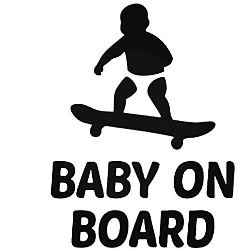 Baby On Board Future Skateboarder Decal Vinyl Sticker Auto Car Truck Wall Laptop 6" Tall - Black Color