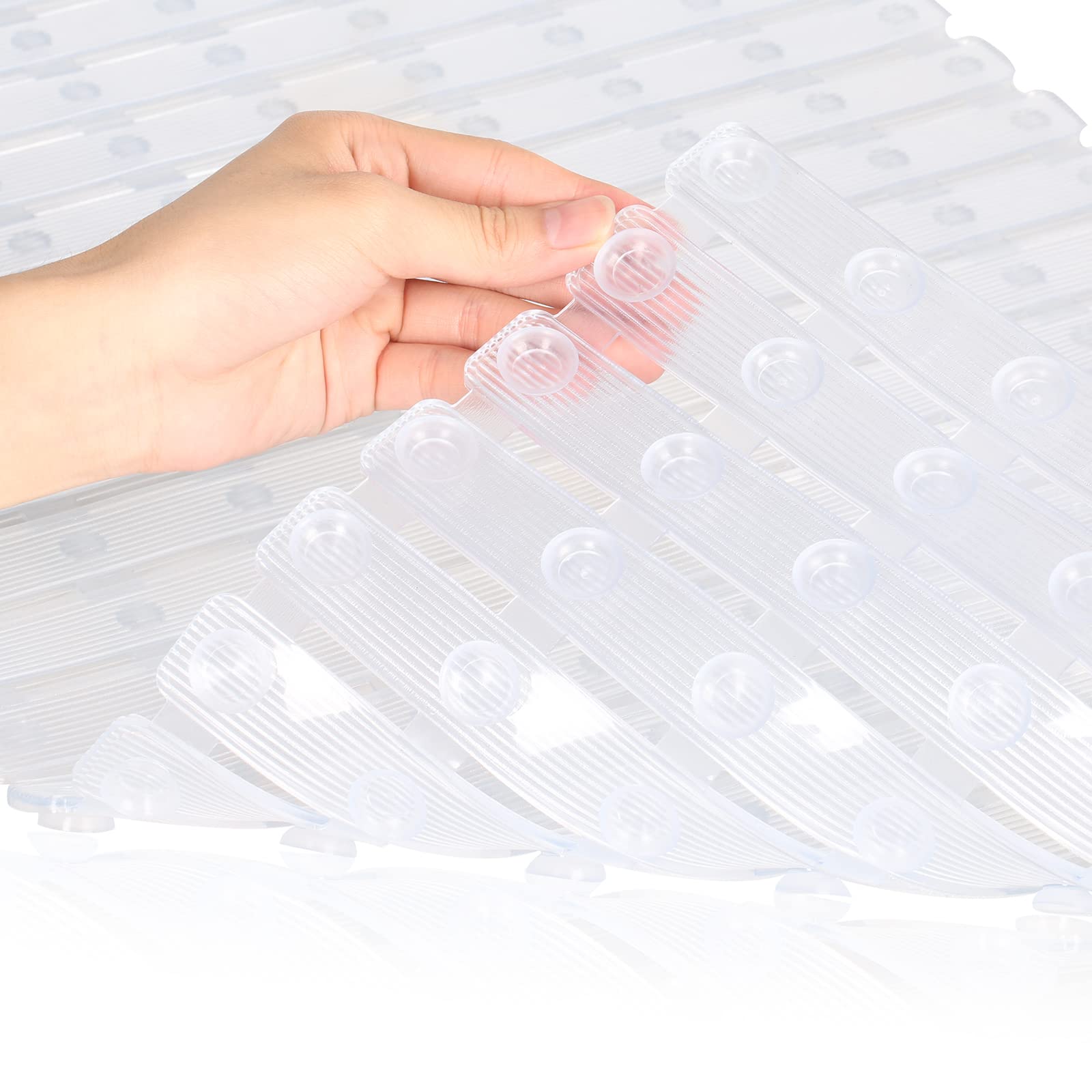 Bathtub Mat Non Slip - Sheepping Shower Mat Machine Washable Anti Slip Bath Mat for Tub, Quick Drain Tub Mat with Suction Cups for Bathroom (Clear)