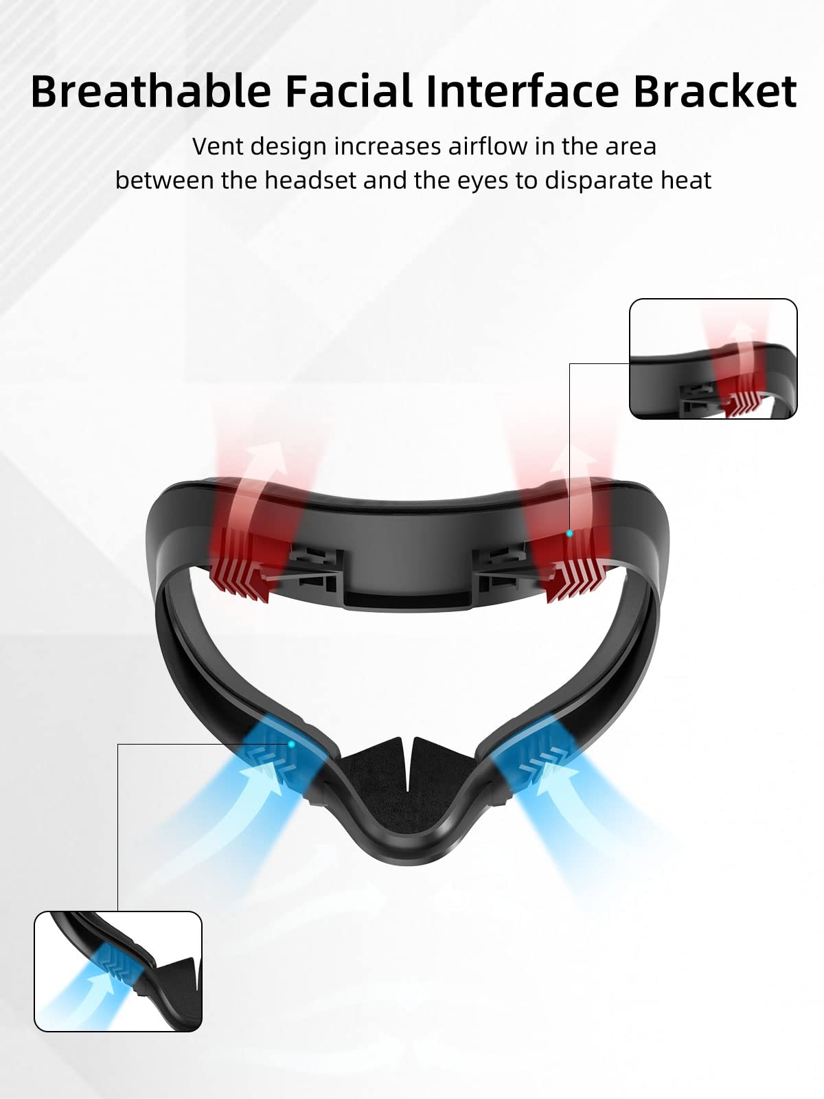 NIUVR Face Fitness Vent Interface Compatible with Oculus Quest 2 VR Headset Accessories, Removable PU Mask Foam Facial Pad/Lens Cover Protector/Breath Bracket Compatible with Quest2 Glasses Spacer
