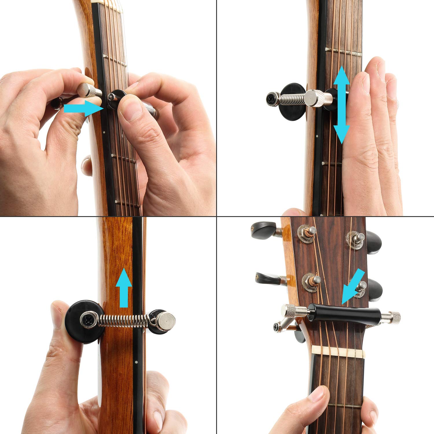 Frienda 2 Pack Guitar Rolling Capo Sliding Capo Adjustable Capo Rubber and Stainless Steel Capo for Tuning Tone of String Instruments Like Folk Classic Acoustic Electric Guitar Ukulele Mandolin Banjo