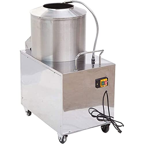 BATIVE Commercial Potato Peeler, 1500W 200KG / Hour Stainless Steel Automatic Potato Washer with Caster Wheels and Adjustable Soft Water Pipe, for Taro Ginger Sweet Potatoes Peeling