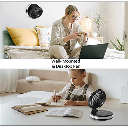 Jassco Air Circulator Fan, Desktop Fan, Portable Oscillating Table Fan for Whole Room, Wall-Mounted Fan, 4 Speeds, Personal Cooling Fan with LED Night Light for Home, Dorm, Workout