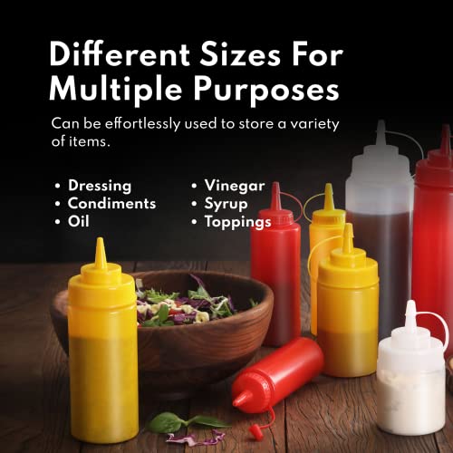 New Star Foodservice 533814 Squeeze Bottles, Plastic, Wide Mouth, 24 oz, Clear, Pack of 6