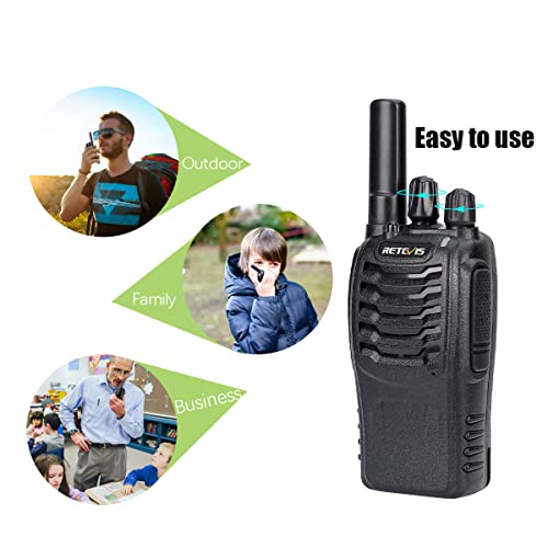 Retevis H-777 Radios Walkie Talkies Rechargeable, 2 Way Radio Long Range, Short Antenna, License-Free, LED Flashlight, Emergency Alarm(4 Pack)