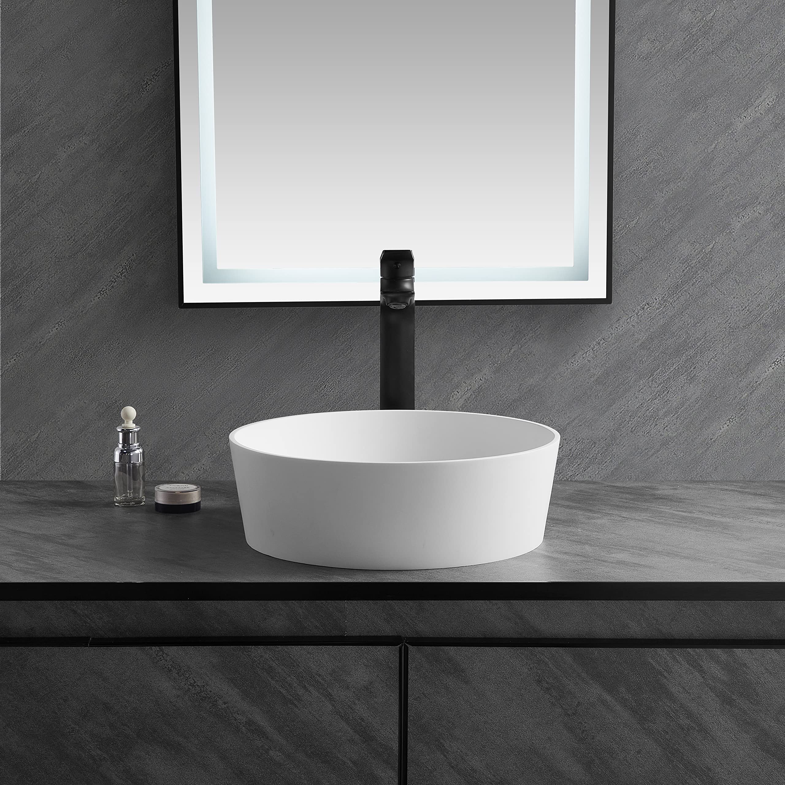 Bathroom Sink Console Sinks with Round Wash basin for Bathroom,Hotel,Bar（White） (14.96"(L)x14.96"(W)x4.72 "(H))