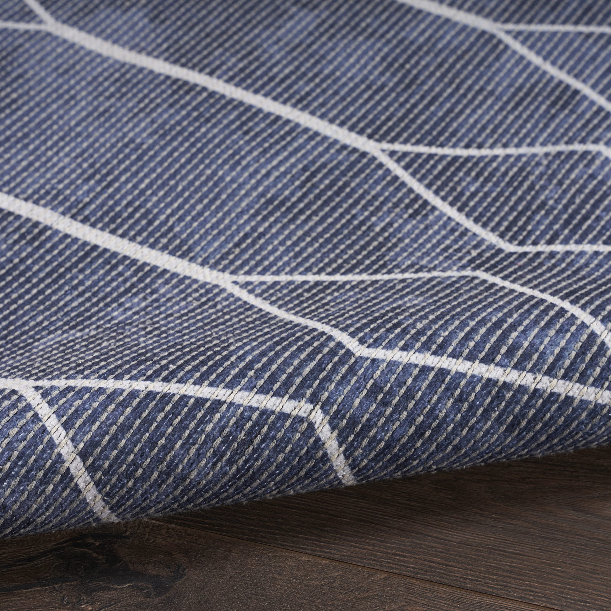 Nicole Curtis Machine Washable Series 1 Geometric Navy 2' x 6' Area -Rug, Easy -Cleaning, Non Shedding, Bed Room, Living Room, Dining Room, Kitchen (2x6)