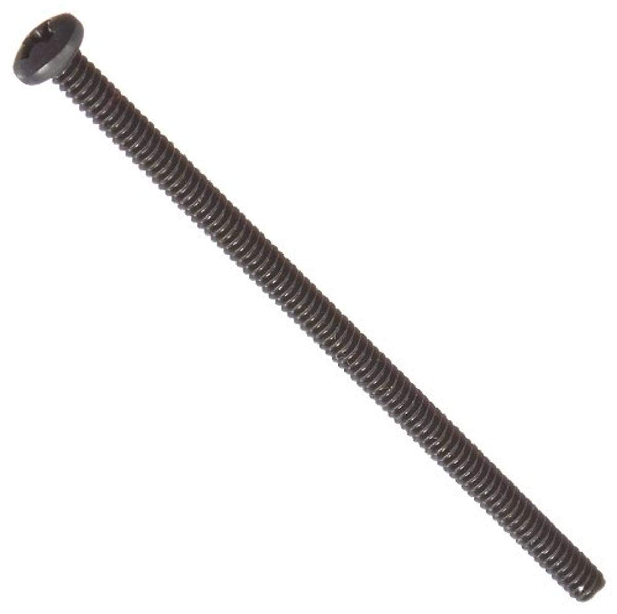 Small Parts Steel Pan Head Machine Screw, Black Oxide Finish, Meets ASME B18.6.3, #2 Phillips Drive, #6-32 Thread Size, 2-3/4" Length, Fully Threaded, Import (Pack of 50)