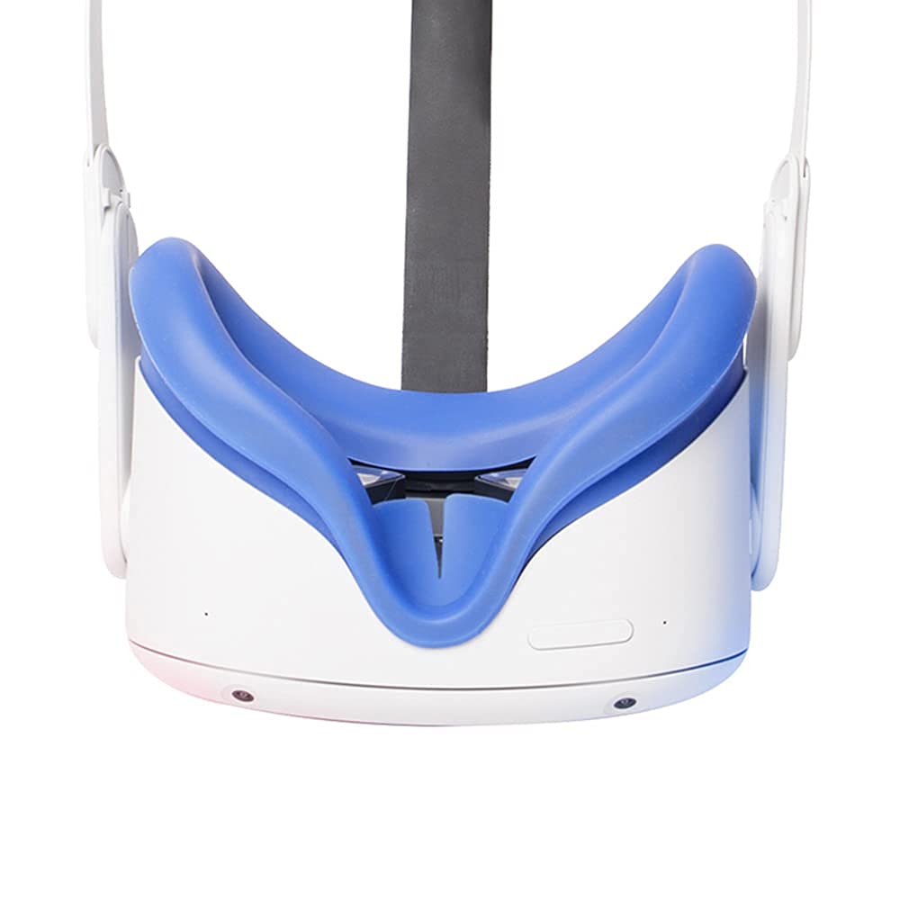 VR Face Cover Compatible for Meta/Oculus Quest 2 Headset, SINWEVR Sweatproof Silicone Interfacial Face Mask Pad Cushion, Washable and Light Blocking Quest 2 Accessories (Blue)