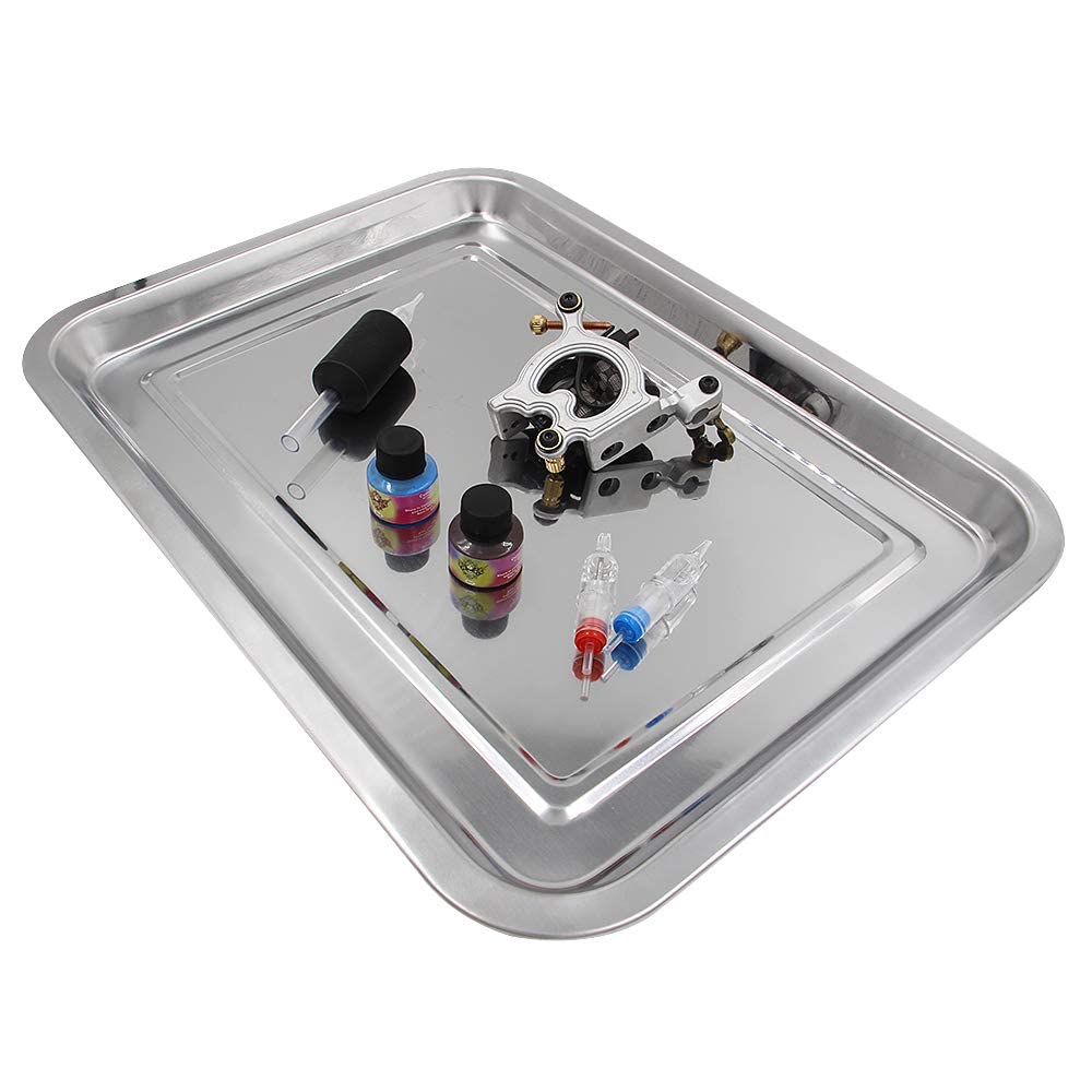 Yuelong 3Pcs Stainless Steel Trays 13.5" X 10" Tattoo Trays Dental Tray Piercing Lab Instrument Tray Flat for Tattoo Baking Lab Dental