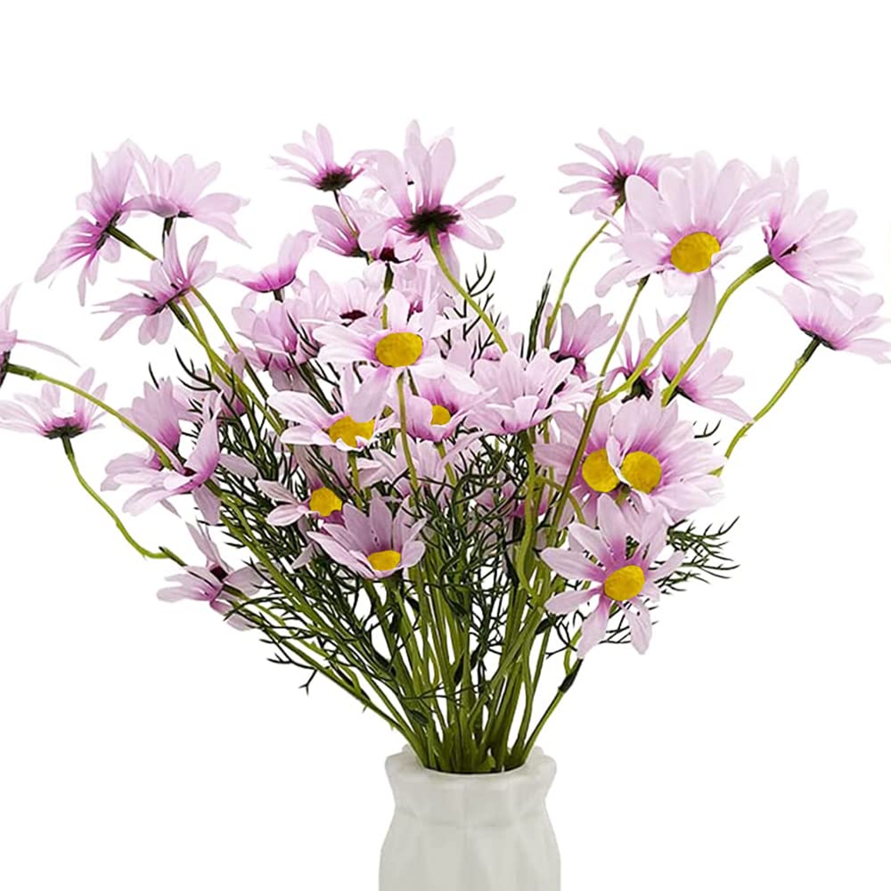 MexSpFit Artificial Flowers Outdoors Fake Daisy,20 Bundles Silk Daisy,Fake Fall Flowers for Decoration,No Fade UV Resistant for Home Indoor Outside Hanging Planter Garden Wedding (Purple, 10)
