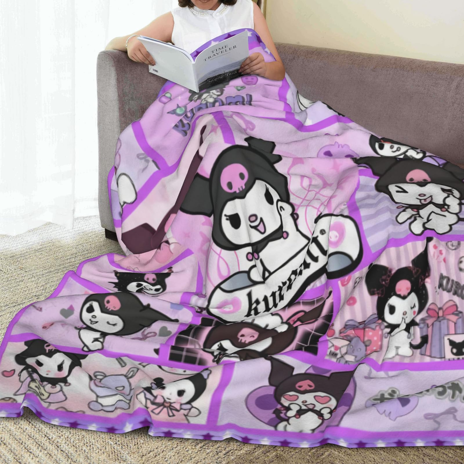 Cute Cartoon Girls Blanket Plush Throw Ultra Soft Flannel Lightweight Throws for Sofa Bed All Seaso Warm Cozy