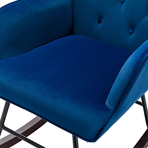 HomSof Modern Rocking Nursery Upholstered Accent Rocker Chair for Living Room, One Size, Navy
