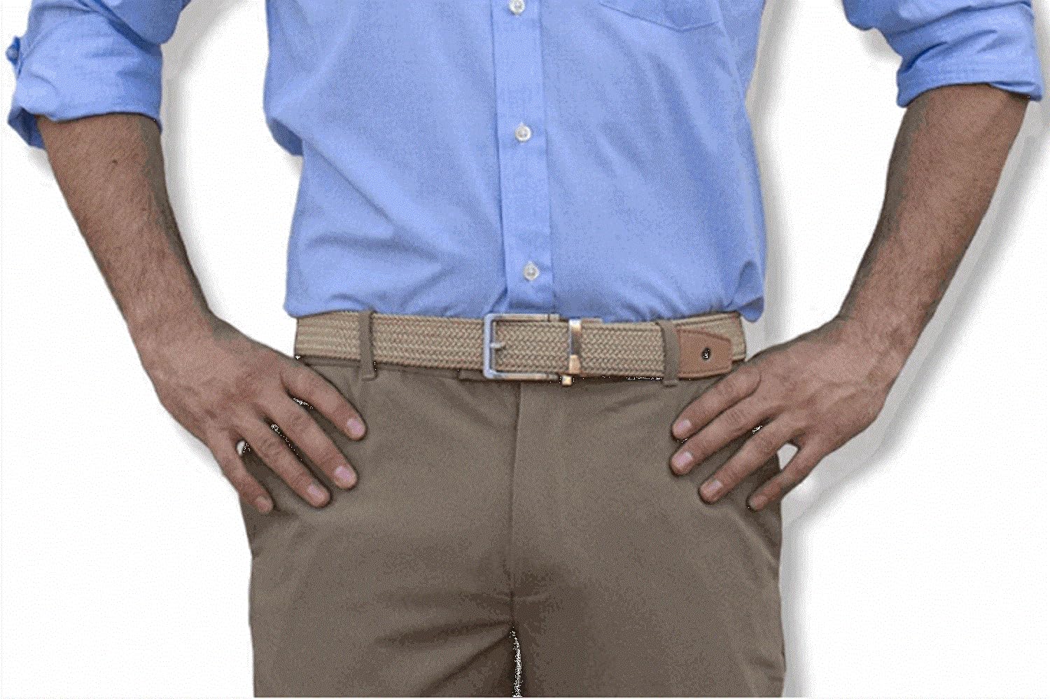 Nexbelt Braided Golf Belt with Ratchet Technology - Cut to Fit Braided Golf Belt for Men - PreciseFit Braided Stretch Golf Belt with 1 3/8" Width Strap - Tan