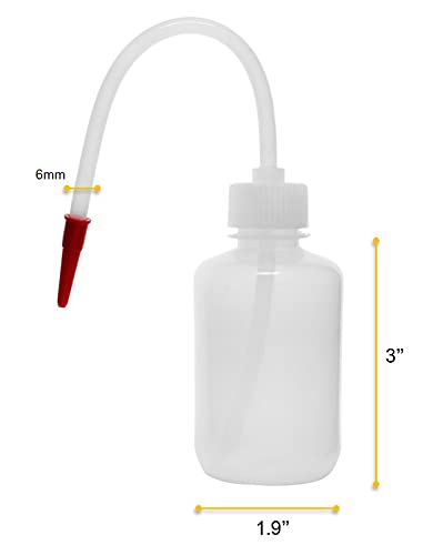 EISCO Wash Bottle, 125ml - Polyethylene - Translucent, Unbreakable - Screw Cap with Flexible Delivery Tube for Dispensing Liquid - Includes Tube Cap Labs