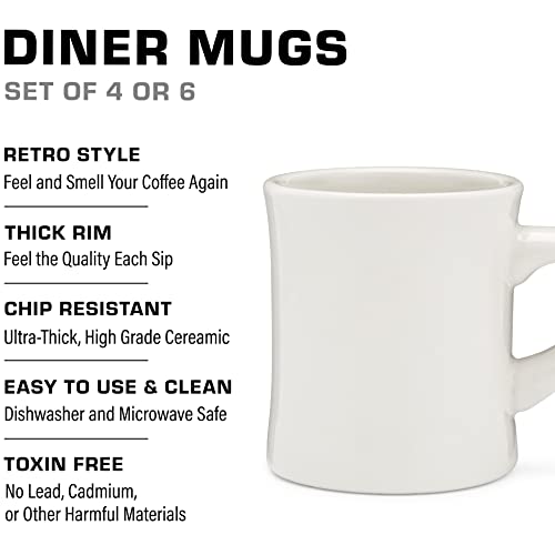 COLETTI Off White Coffee Mugs Set Of 4 β Diner Coffee Mug 11 oz β Mug Set, Stoneware Coffee Mugs, Coffee Cups Ceramic β Diner Coffee Mugs Heavy Retro Style β Dishwasher & Microwave Safe
