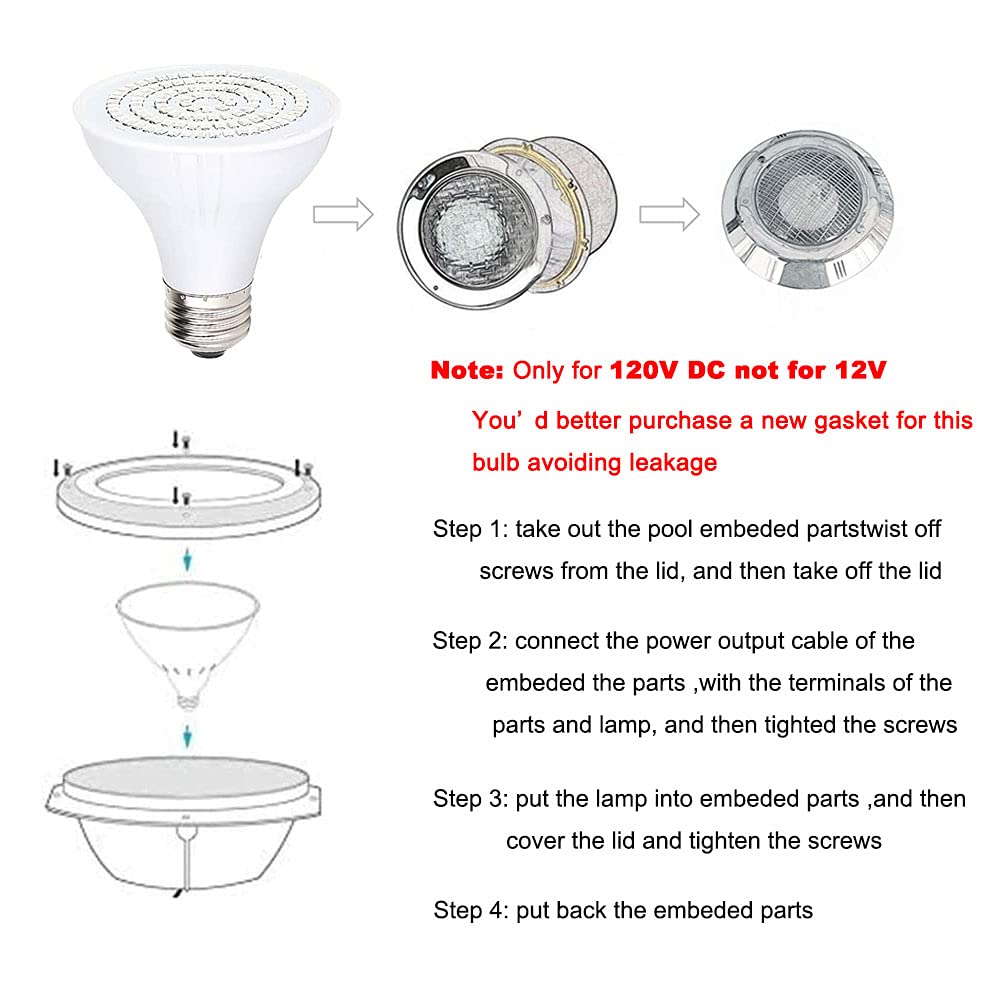 Blue LED Spa Light Bulb 120v 15W 1500 Lumen Endless Dark Ocean Blue Par20 Swimming Spa Bulb for Pentair and Hayward Spa System E26 Base