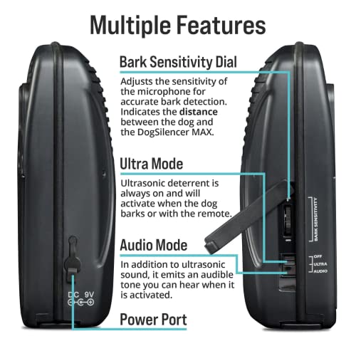 Good Life, Inc. Dog Silencer MAX | Stops Barking up to 300 ft. Away | Humanely Stop Barking Dogs | Automatic Bark Detection up to 75 ft. | Includes Remote Control | Dog Training Device