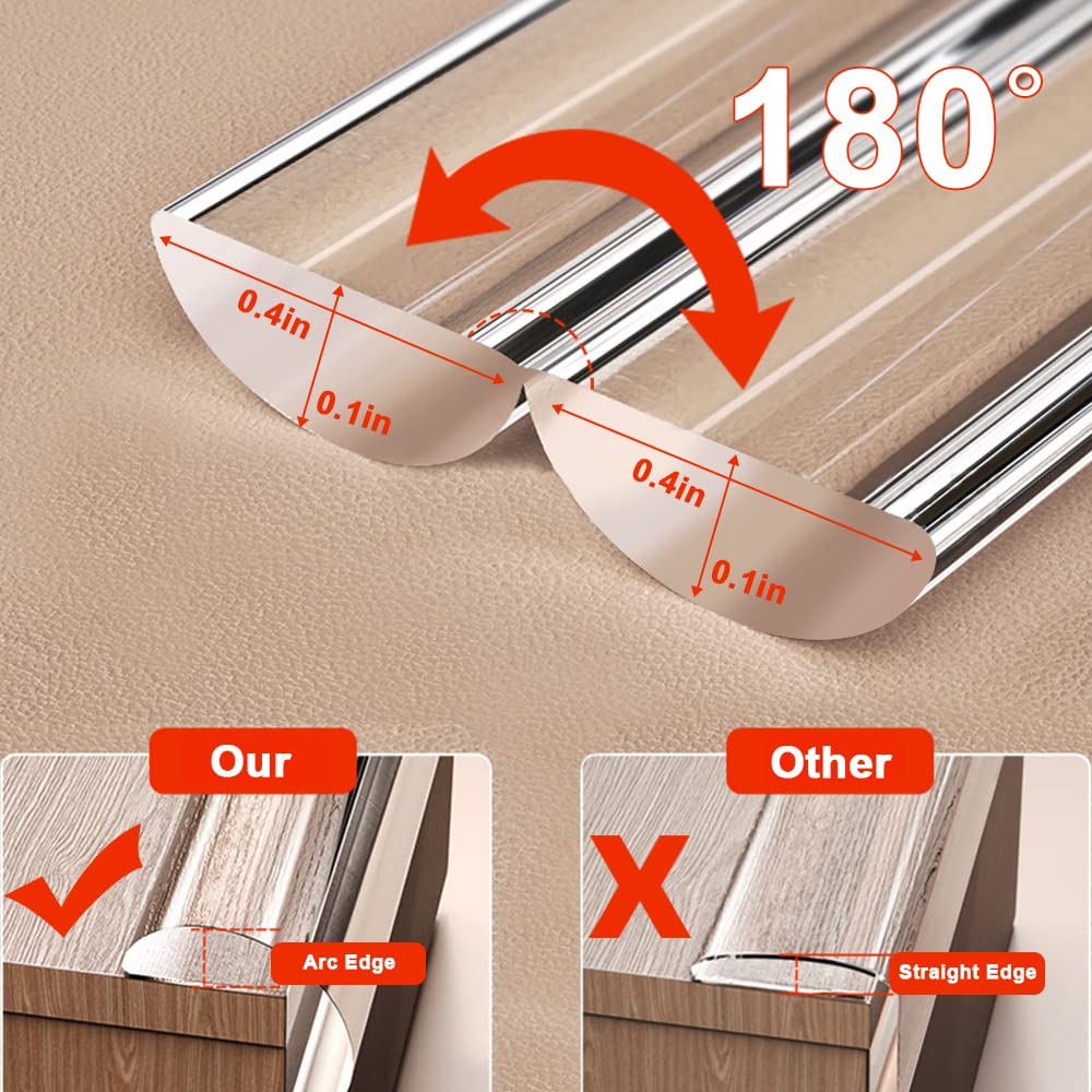 Baby Proofing, 39.4ft(12M) Edge Protector Strip Clear, Silicone Soft Corner Protectors for Kids Safety with Upgraded Pre-Taped Strong Adhesive for Cabinets, Desks, Drawers (8 Corners)