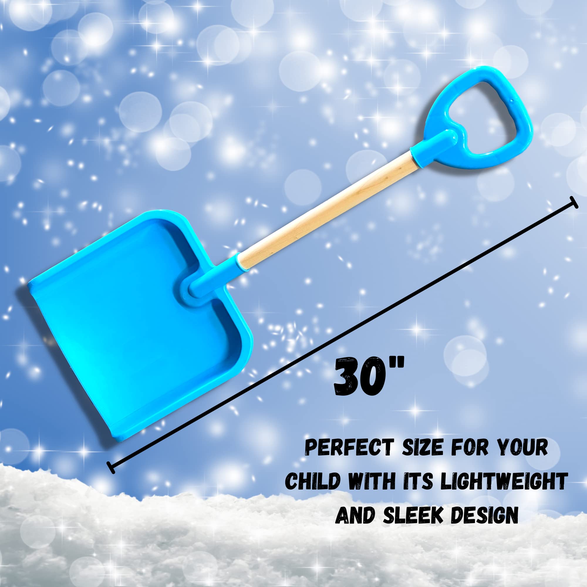 Back Bay Play 47" Snow Sled Racer High Density Plastic Sled with Pull Rope Bundled with 30" Plastic Snow Shovel for Kids with Handle and Scoop