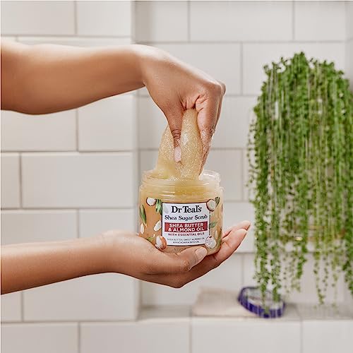 Dr Teal's Shea Sugar Body Scrub, Shea Butter with Almond Oil & Essential Oils, 19 oz (Pack of 3) (Packaging May Vary)