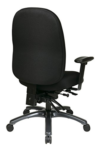 Office Star 8500 Series Multi-Function Ergonomic Executive Office Chair with Seat Slider and Titanium Finish Base, High-Back, Icon Black Fabric