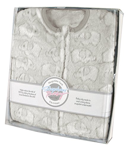 Stephan Baby Snuggle Fleece Sleepy-Time Sack Available in 3 Designs, Gray Elephants, Fits 0-6 Months