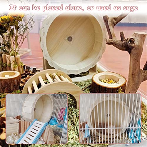 Hamiledyi Hamster Wheels Wooden Small Pets Exercise Wheel Silent Hamster Running Wheel Mouse Running Spinner Wheel for Gerbil Mice Guinea Pigs Dwarf Syrian Hamster (8.26in)