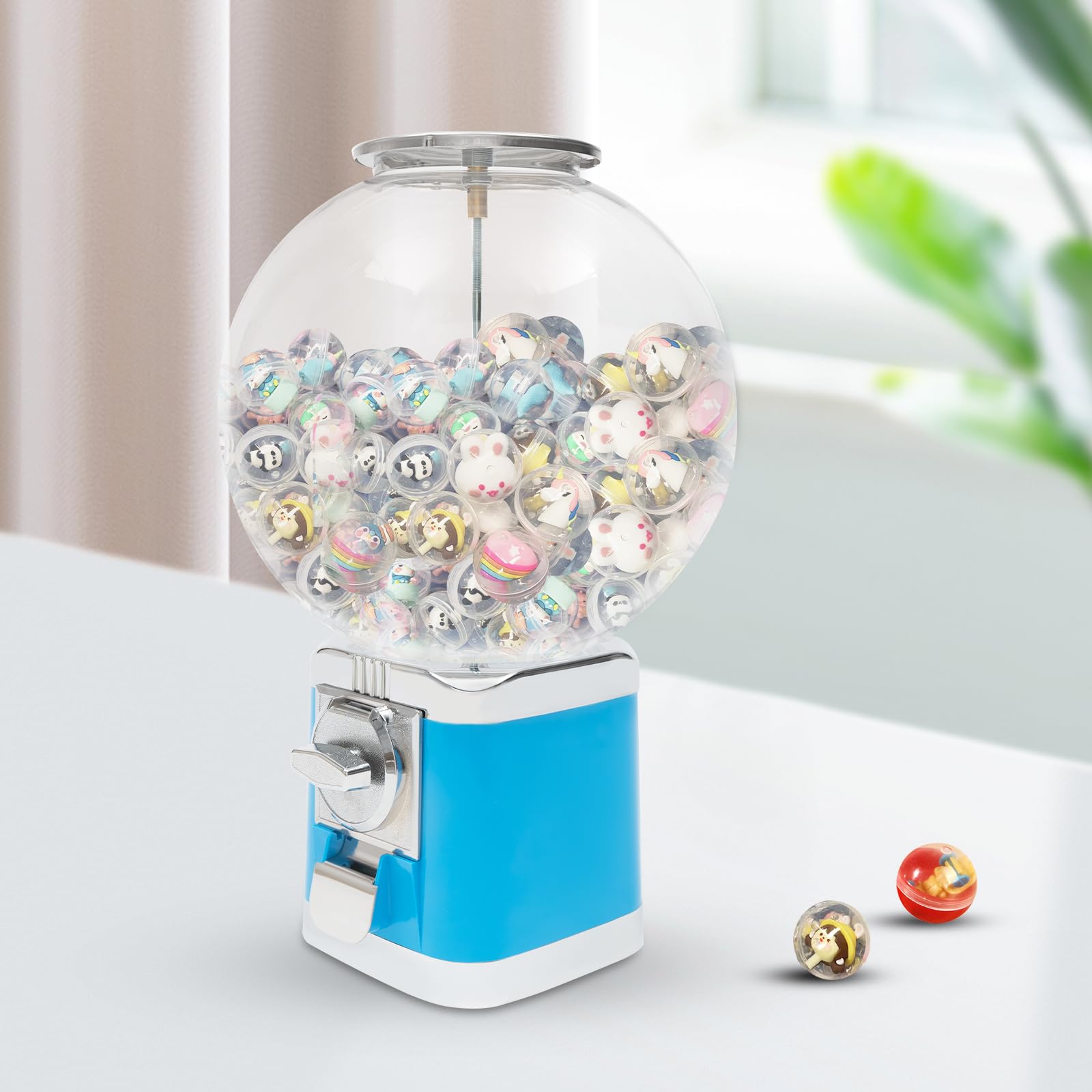awolsrgiop Candy Dispenser Vending Machine, Candy Machine Gumball Machine Maker Big Bubble Candy Dispenser Machine Toy Vending Machine For Kids 1.26β Ball Bulk Vending Machines w/Key (Sky Blue)